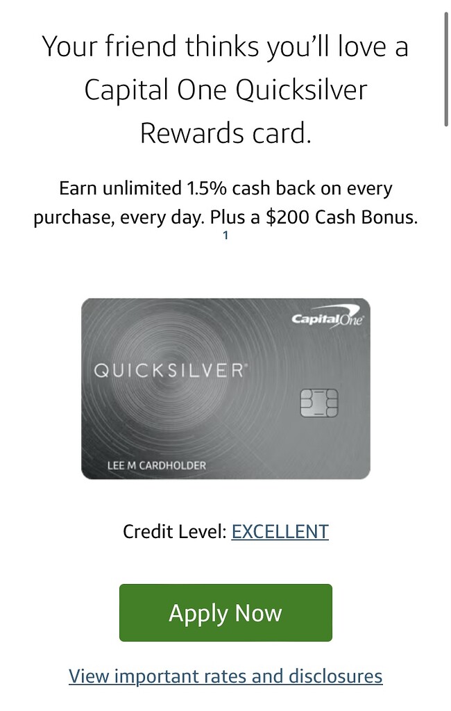 Capital One Quicksilver Rewards Card 开卡奖励 消费 $500 返 $200 - Refer 分享 ...